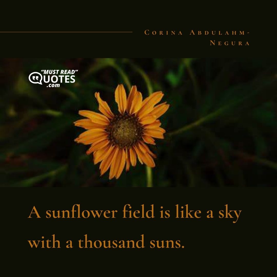 Quote by Corina Abdulahm-Negura: "A sunflower field is like ..."